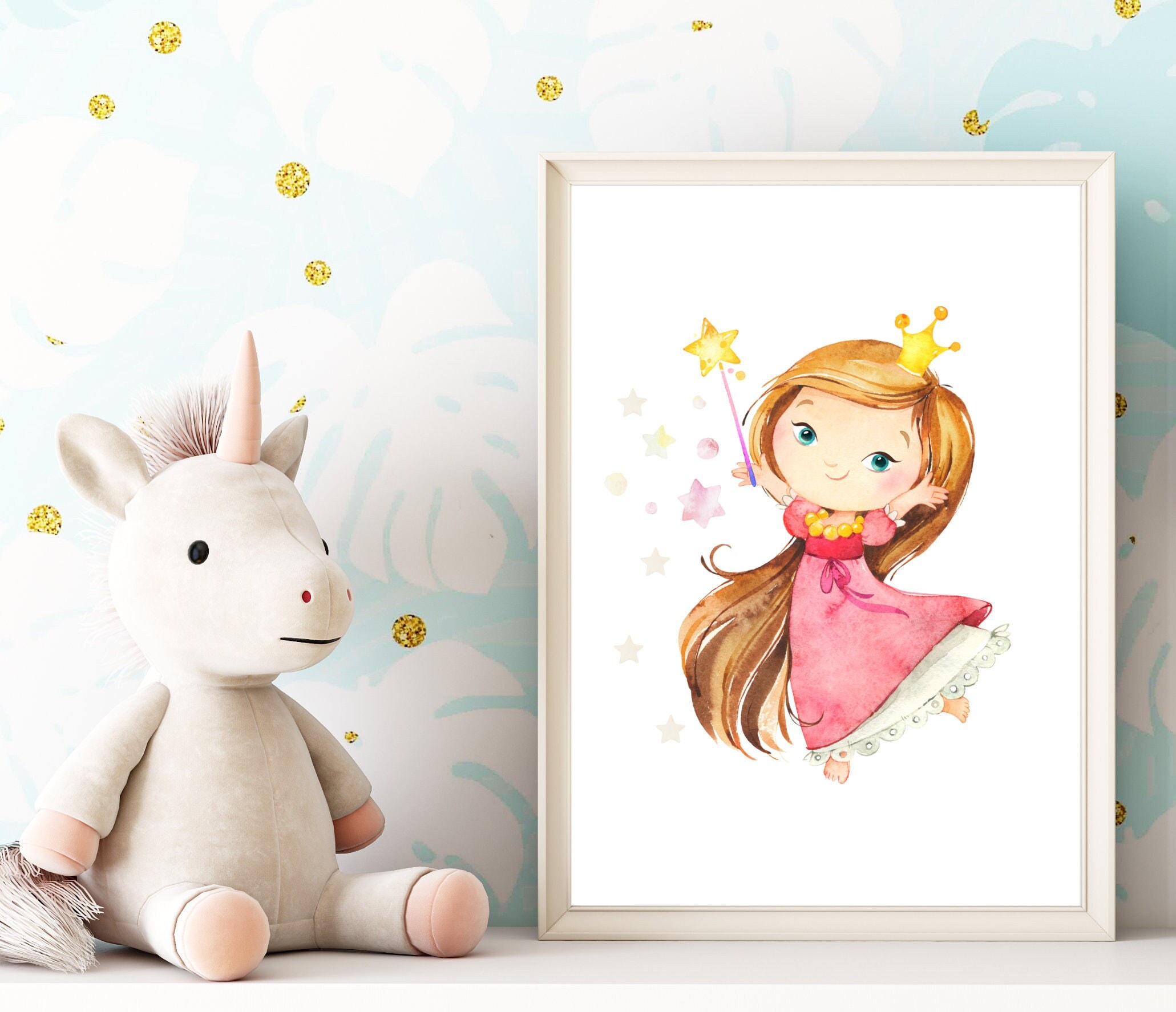 Princess and Unicorn Nursery-unicorn Wall Art-girl Nursery Print ...