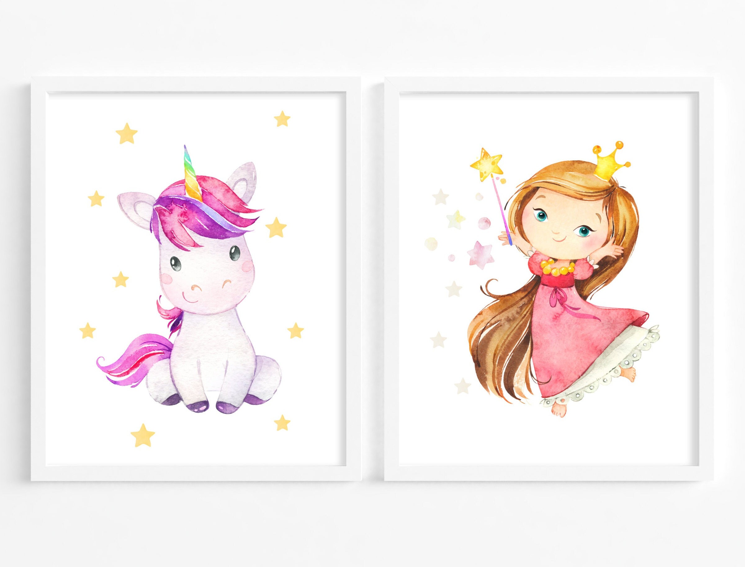 Princess and Unicorn Nursery-unicorn Wall Art-girl Nursery Print ...
