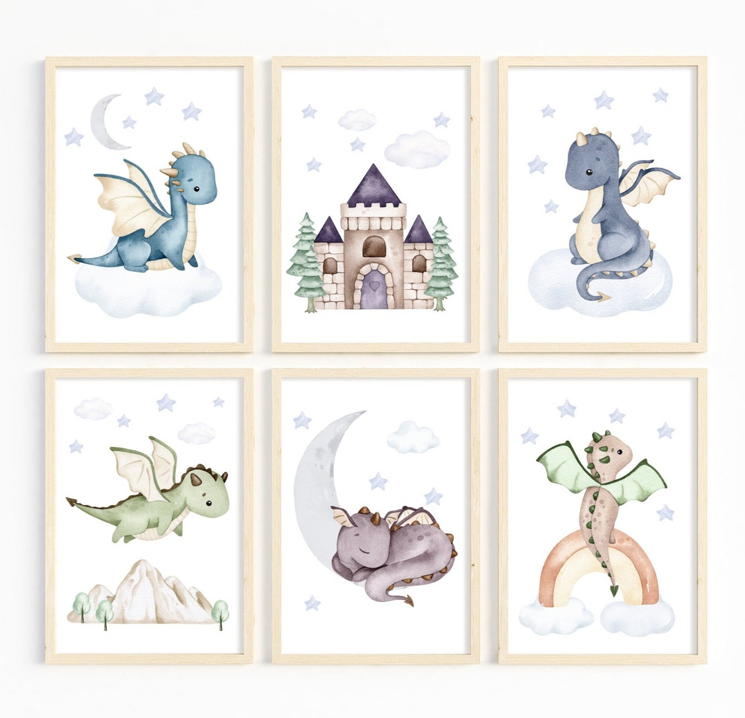 Nursery Dragon Prints-boy Dragon Decor-fairy Tale Nursery Art-baby ...