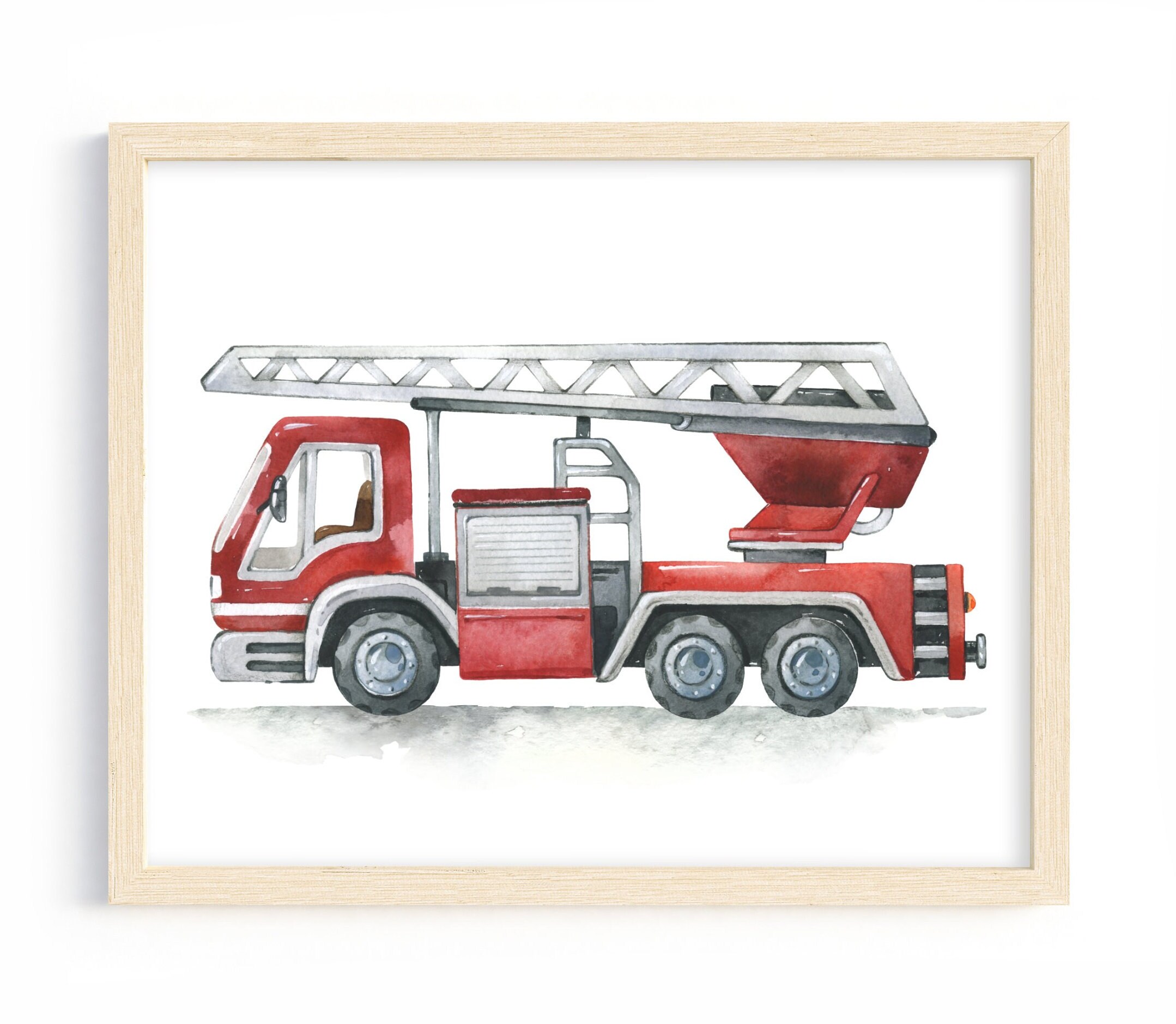 Fire Truck Nursery Wall Art- Boy Nursery Wall Decor- Fire Rescue Truck ...