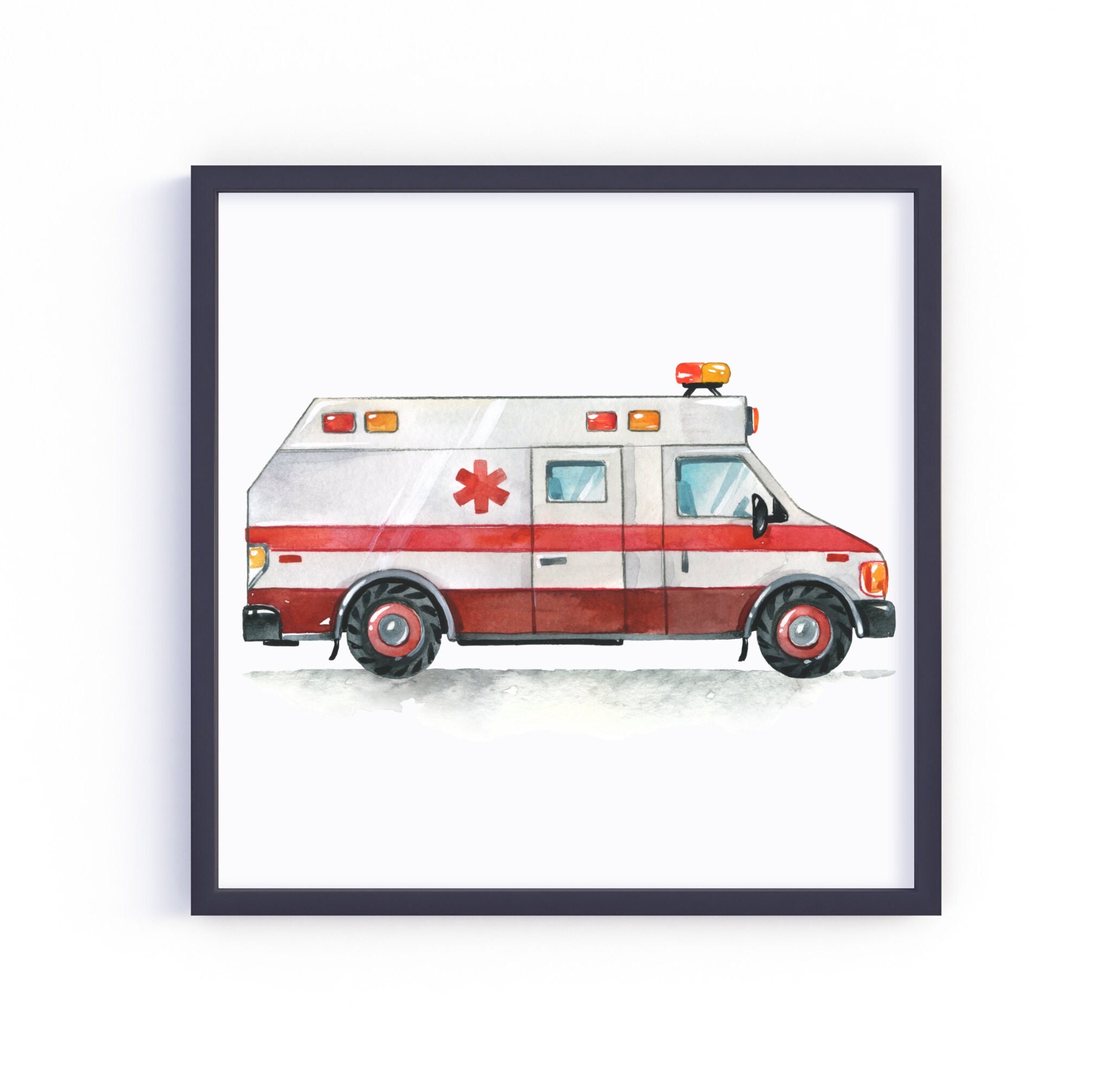 Emergency Vehicle Print Set of 6- Boy Nursery Wall Art- Fire Truck ...