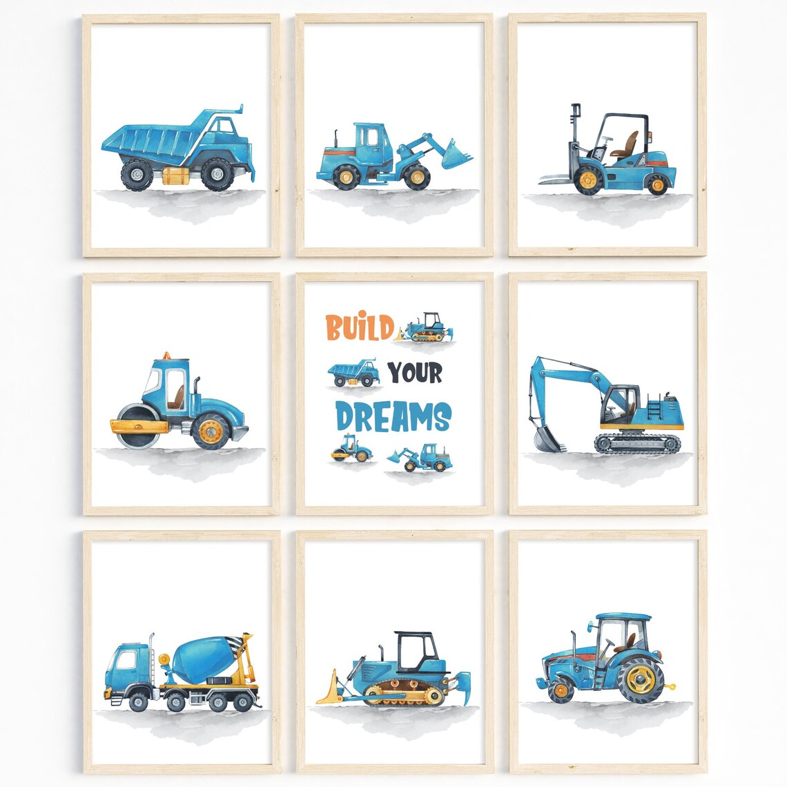Playroom Truck Vehicles Posters for Boy-construction Trucks Nursery ...