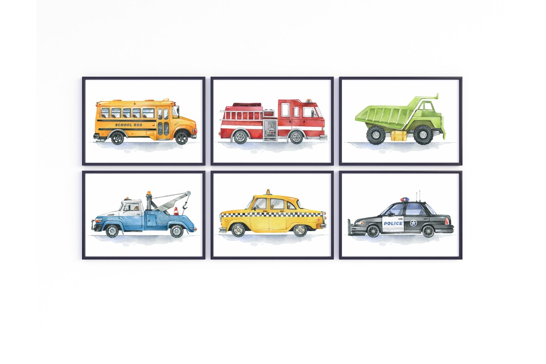 Set of 6 City Transportation Posters- Transport Nursery for Boys ...