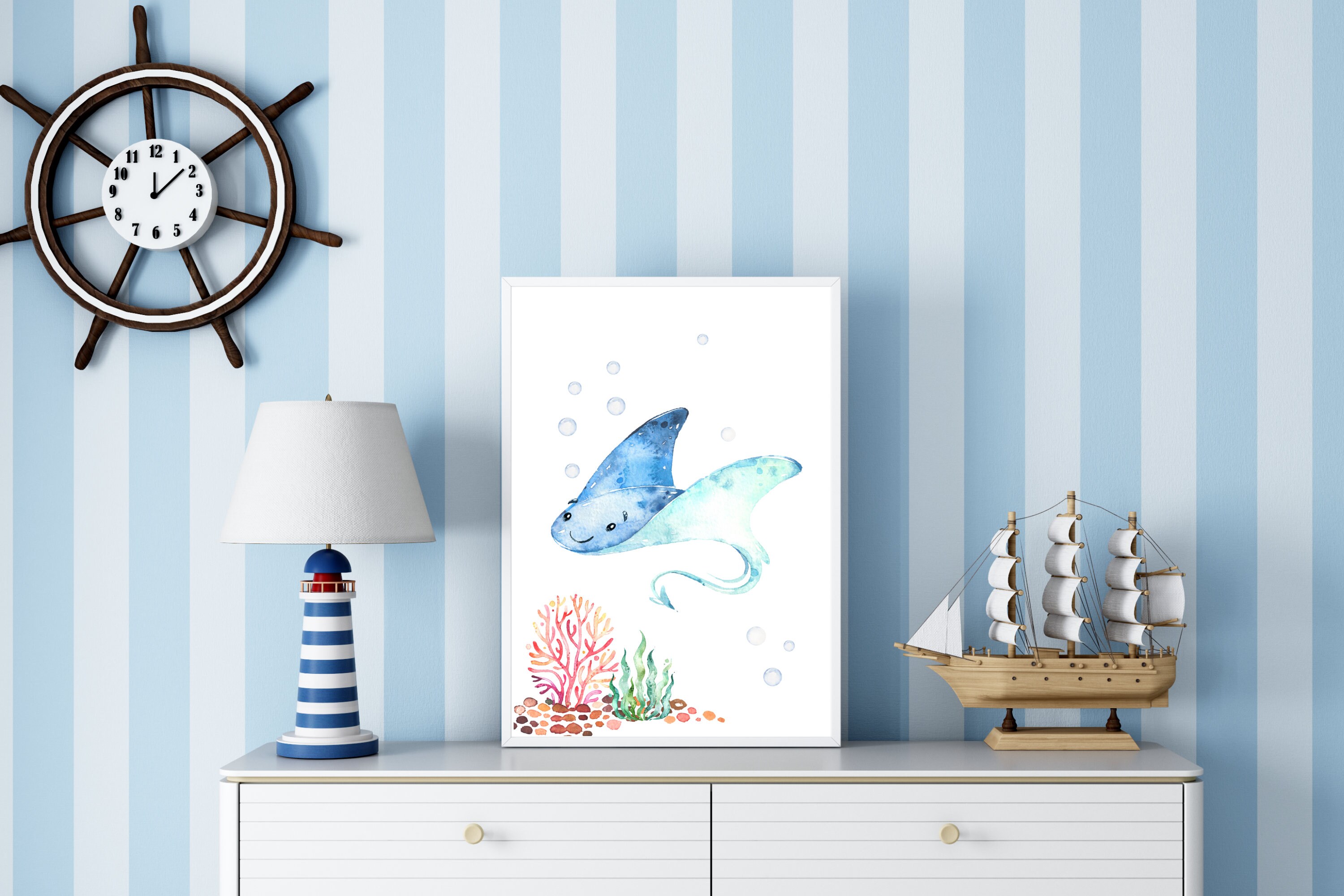 Under the Sea Nursery- Nautical Ocean Animal Posters- Nursery Prints ...