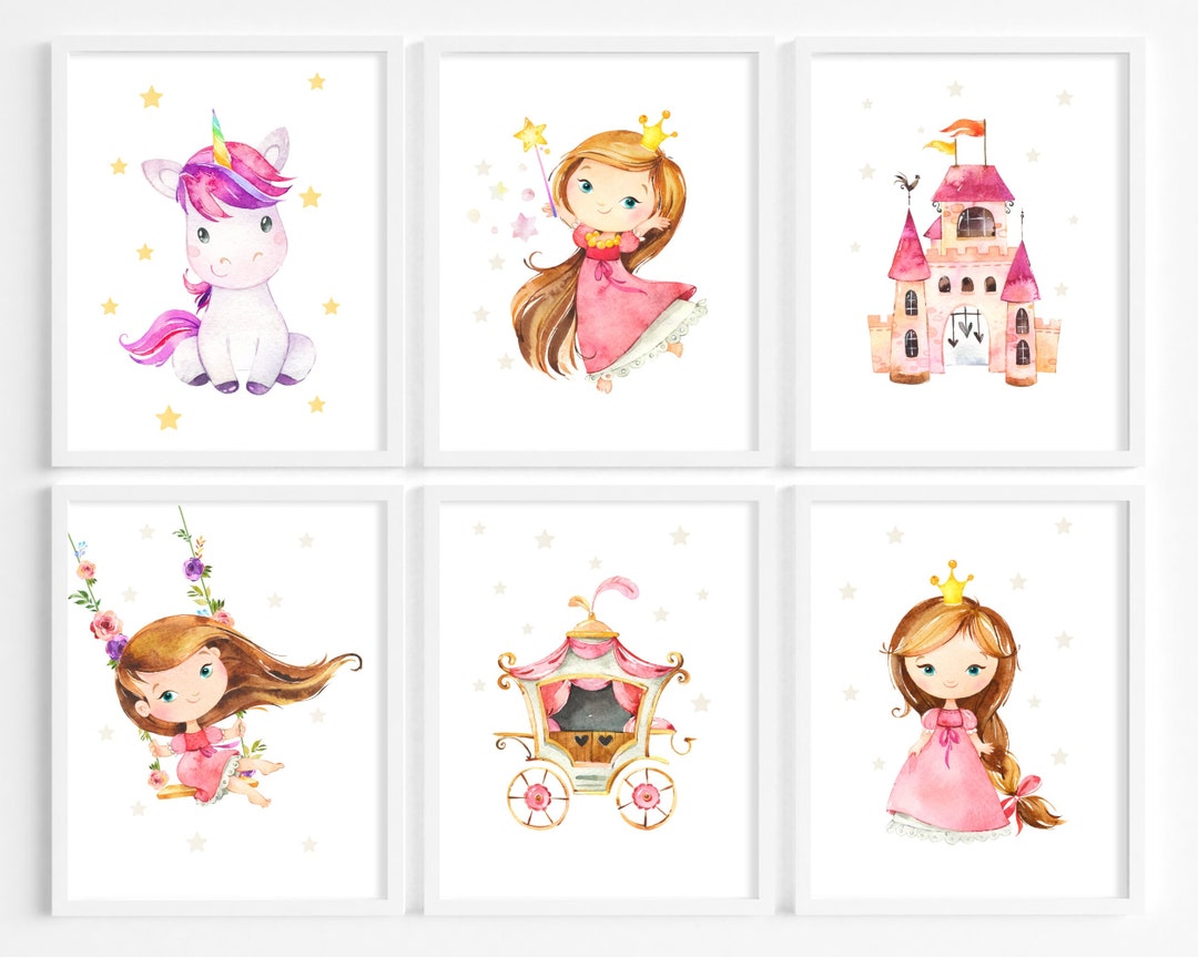 Princess and Unicorn Nursery-unicorn Wall Art-girl Nursery Print ...