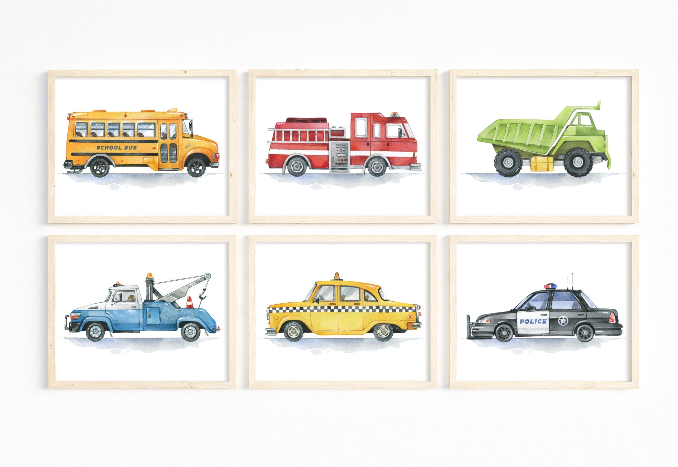 Set of 6 City Transportation Posters- Transport Nursery for Boys ...