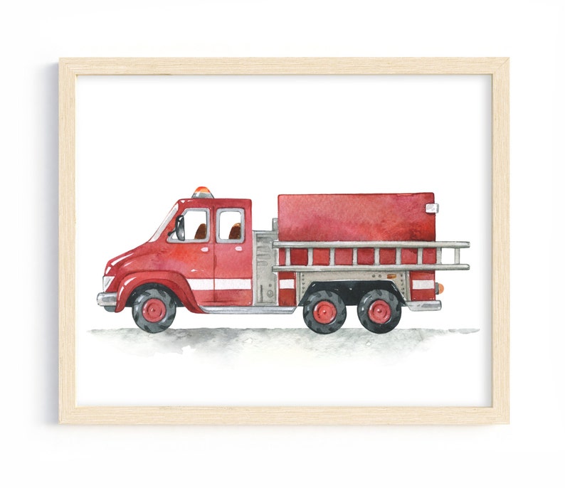 Fire Truck Nursery Wall Art- Boy Nursery Wall Decor- Fire Rescue Truck ...