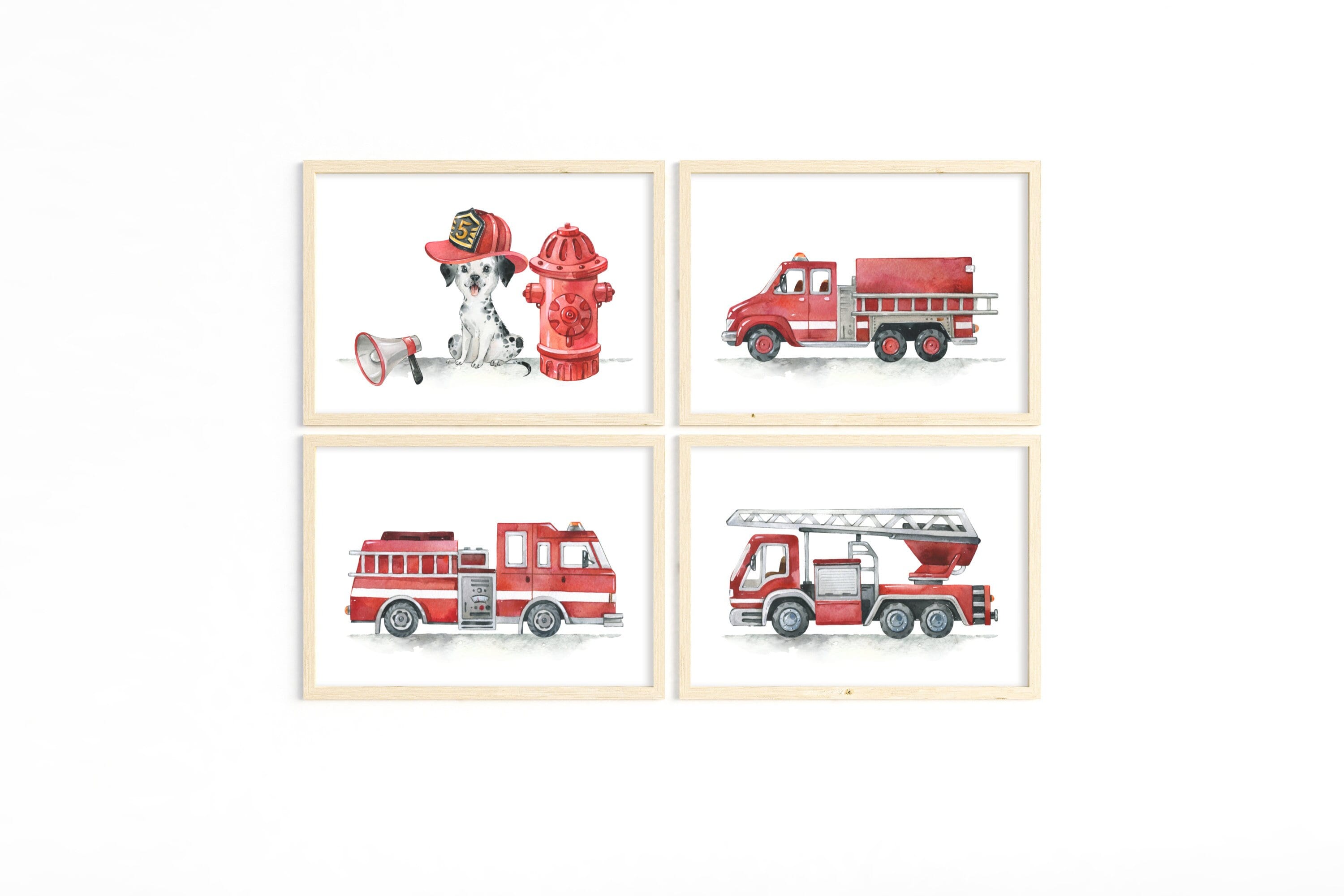 Fire Truck Nursery Wall Art Boy Nursery Wall Decor Fire Rescue Truck ...