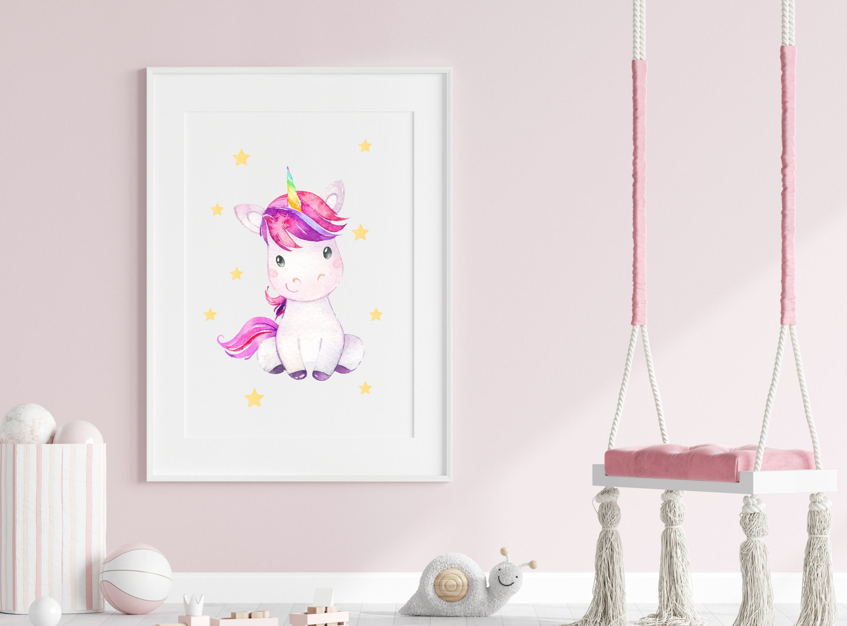 Princess and Unicorn Nursery-unicorn Wall Art-girl Nursery Print ...