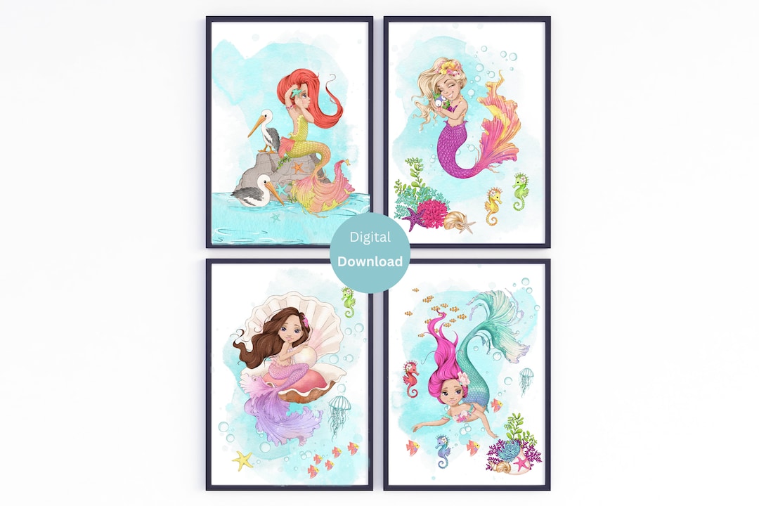 Mermaid Nursery Wall Art - Baby Girl Nursery Decor - Nursery Prints ...