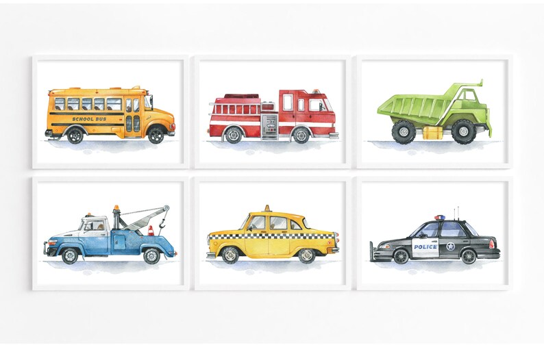 Set of 6 City Transportation Posters- Transport Nursery for Boys ...