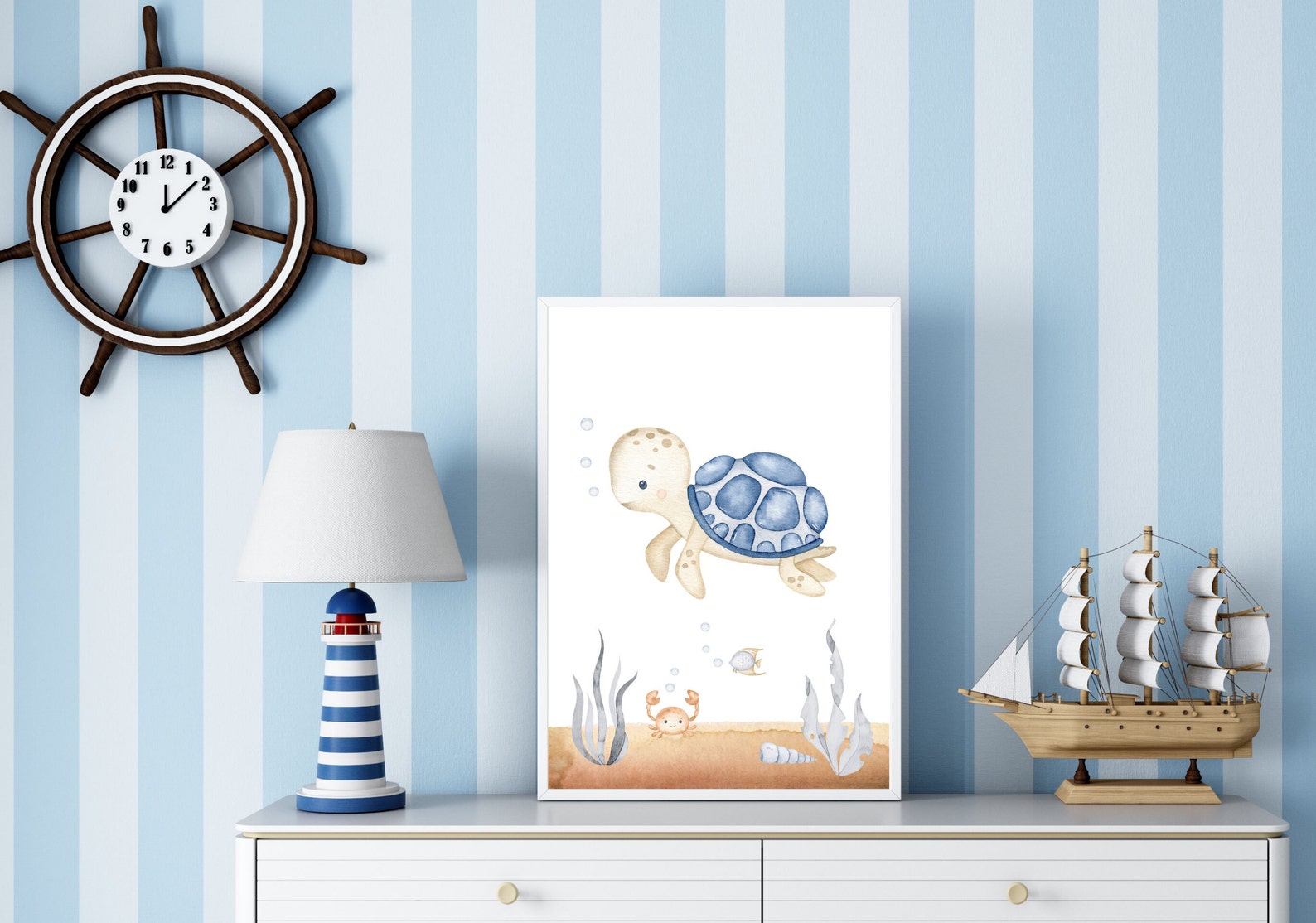 Under the Sea Nursery-sea Themed Nursery Decor-boy Room Wall Art-set of ...
