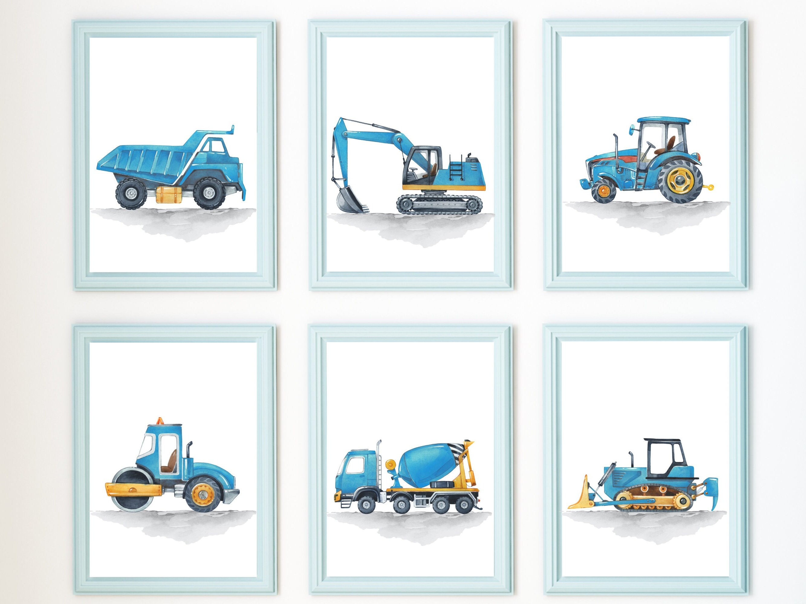 Playroom Truck Vehicles Posters for Boy-construction Trucks Nursery ...