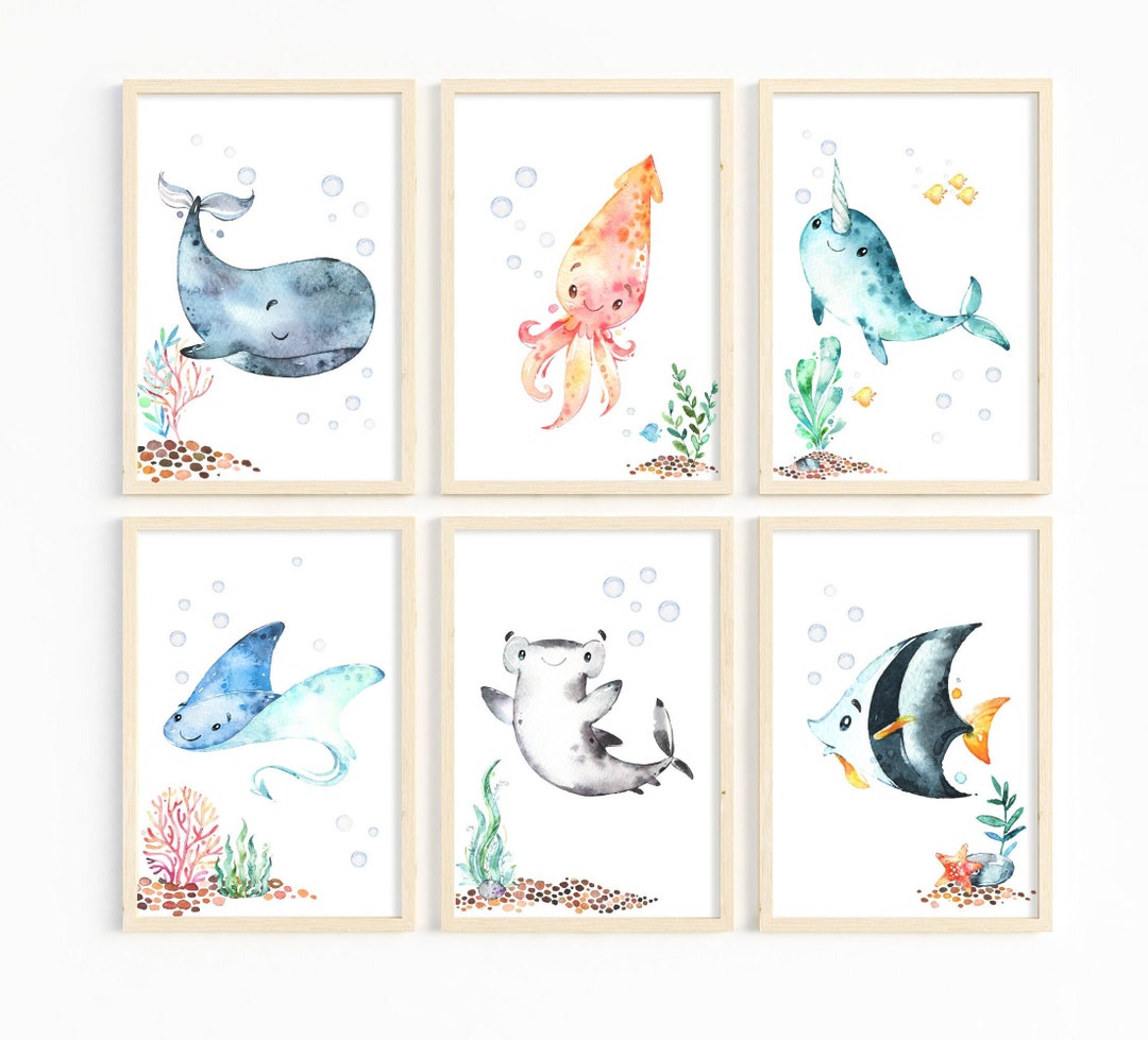 Ocean Nursery Prints-nursery Prints for Boy- Under the Sea Wall Art ...