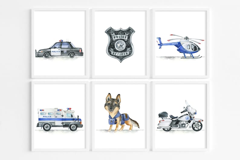 Police Nursery Prints- Nursery Prints for Boy- Toddler Nursery ...