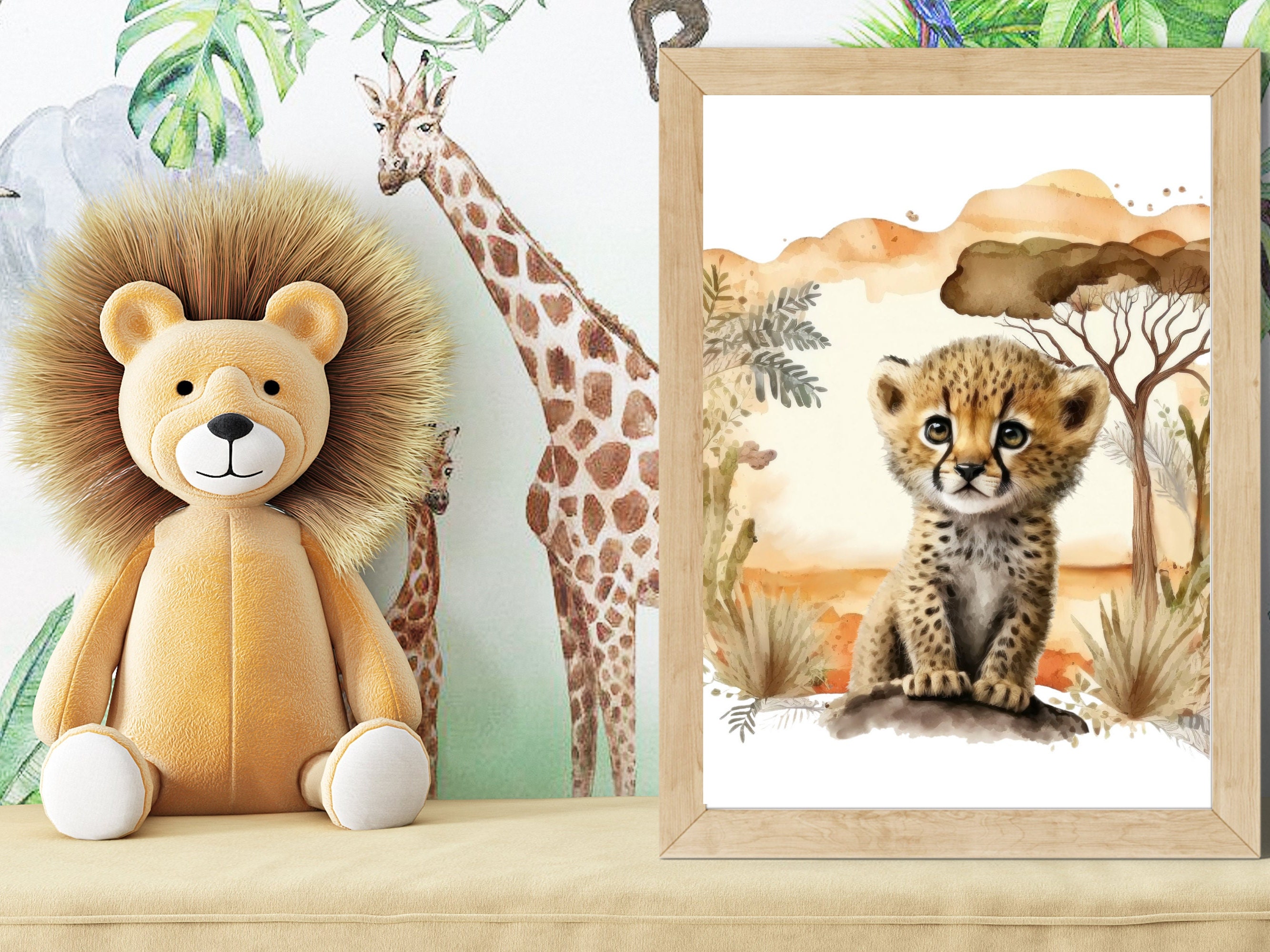 Nursery Safari Animals-jungle Animals Nursery Art- Baby Boy Nursery ...