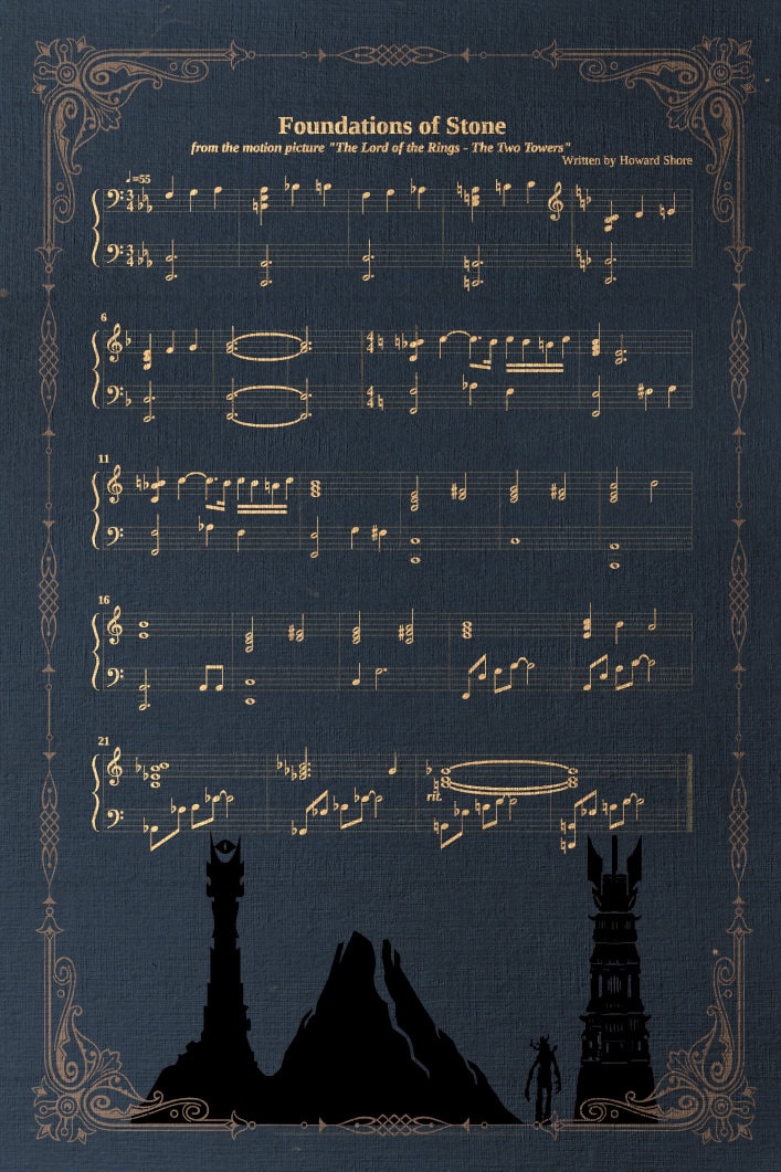 The Lord of the Ring, Howard Shore Print, Howard Shore, Music Sheet ...