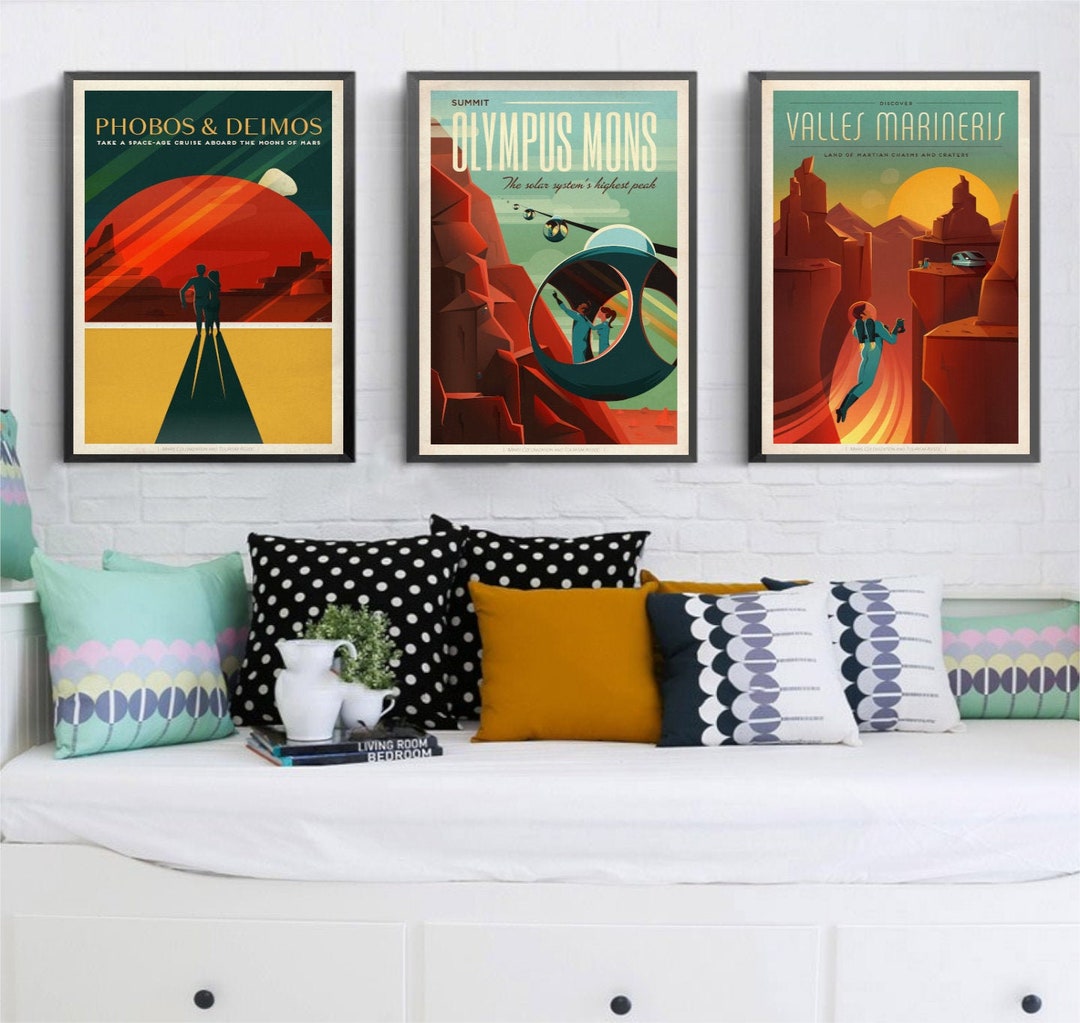 Spacex Poster, Set of 3 Prints, Space Poster, Space Travel Poster, Mars ...