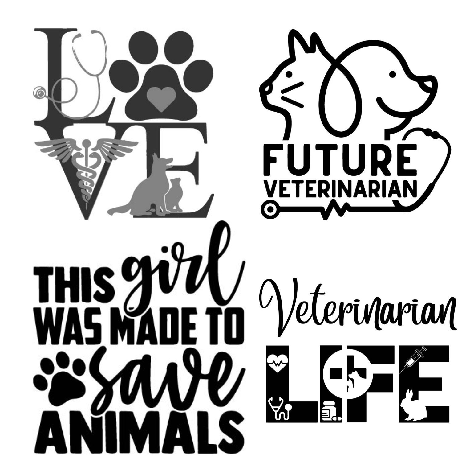 4 DIFFERENT VETERINARIAN SVG Files - Etsy