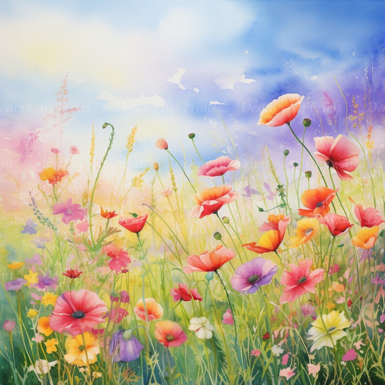 8 Summer Flowers Digital Paper | Watercolor Flower | Floral Background ...