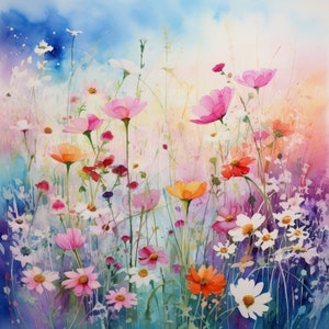 8 Abstract Wildflower Digital Paper | Watercolor Floral Digital Paper ...