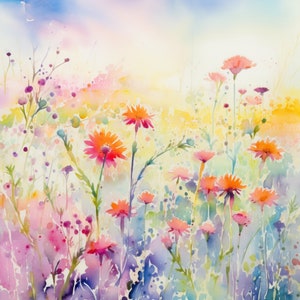 8 Abstract Wildflower Digital Paper | Watercolor Floral Digital Paper ...