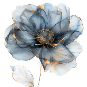 10 Abstract Flower Clipart | Abstract Flower Print | Gold Silver ...