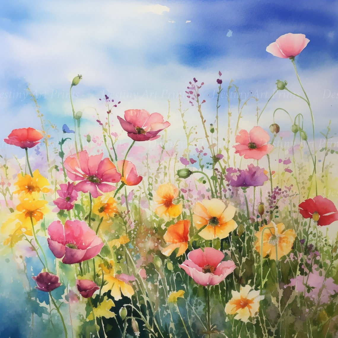 8 Summer Flowers Digital Paper | Watercolor Flower | Floral Background ...