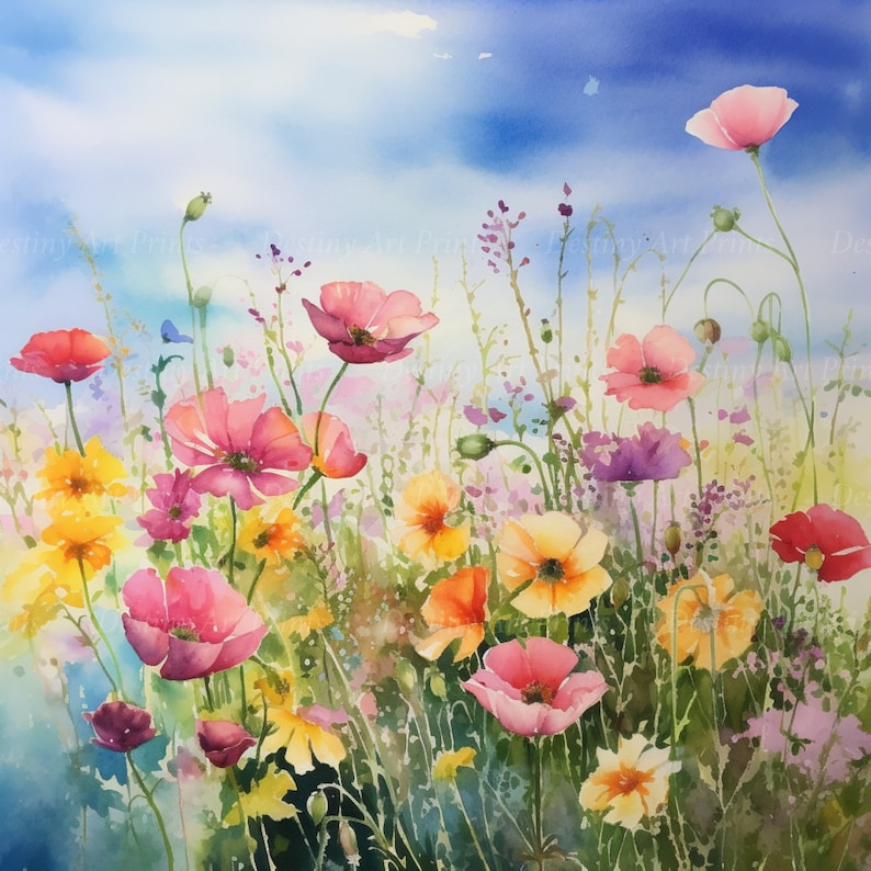 8 Summer Flowers Digital Paper | Watercolor Flower | Floral Background ...