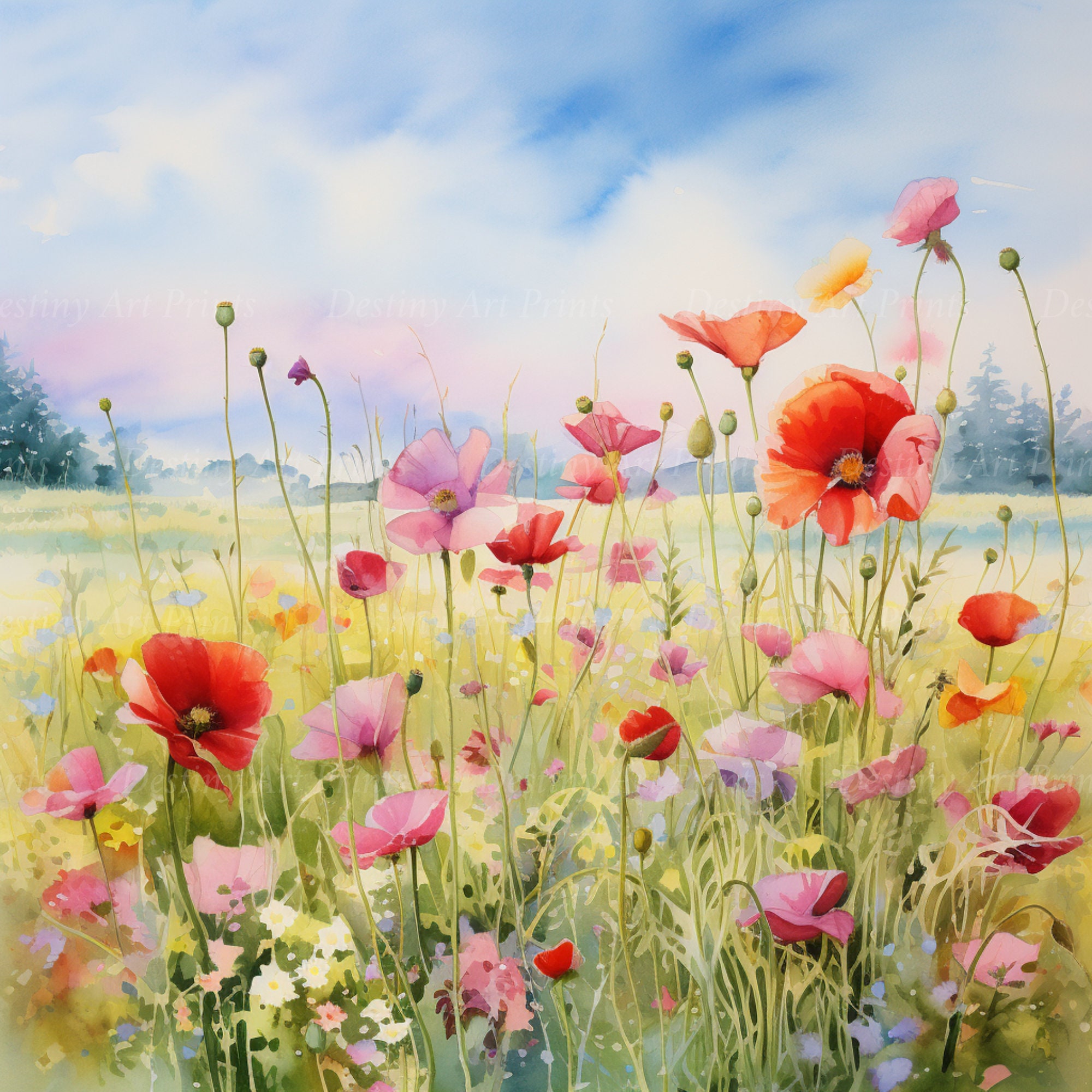 8 Summer Flowers Digital Paper | Watercolor Flower | Floral Background ...