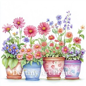 12 Cute Whimsical Flower Clipart, Row of Flowers Clipart, High Res JPG ...