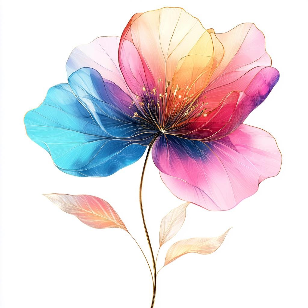 12 Vibrant Neon Flower Clipart | Abstract Flower Print | Multicolor ...