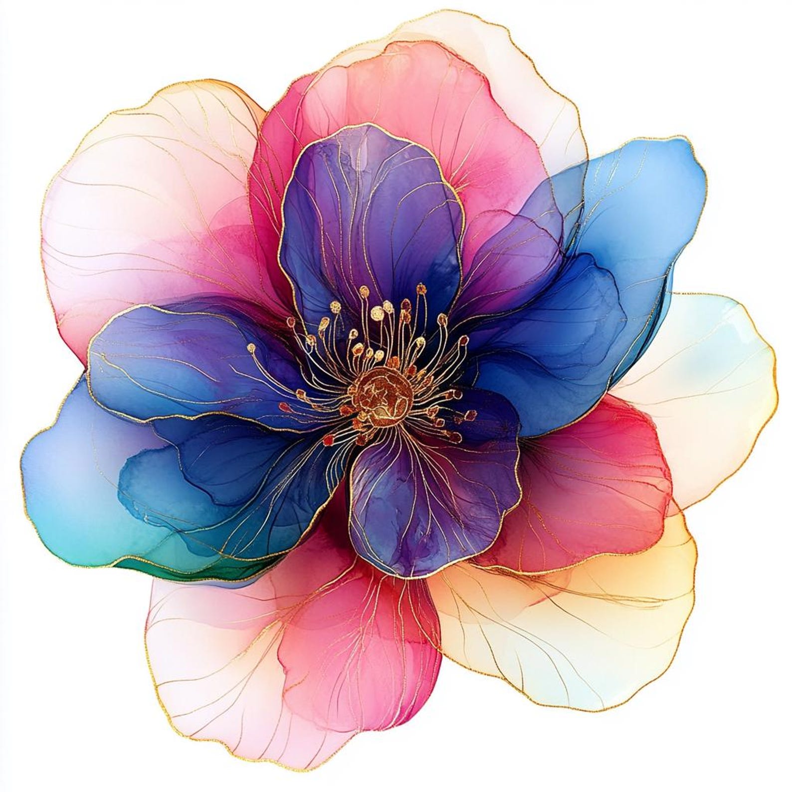 12 Vibrant Neon Flower Clipart | Abstract Flower Print | Multicolor ...