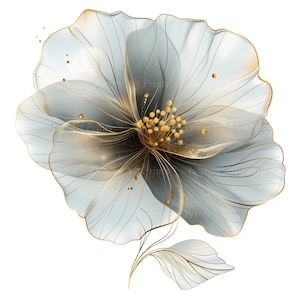 10 Abstract Flower Clipart | Abstract Flower Print | Gold Silver ...