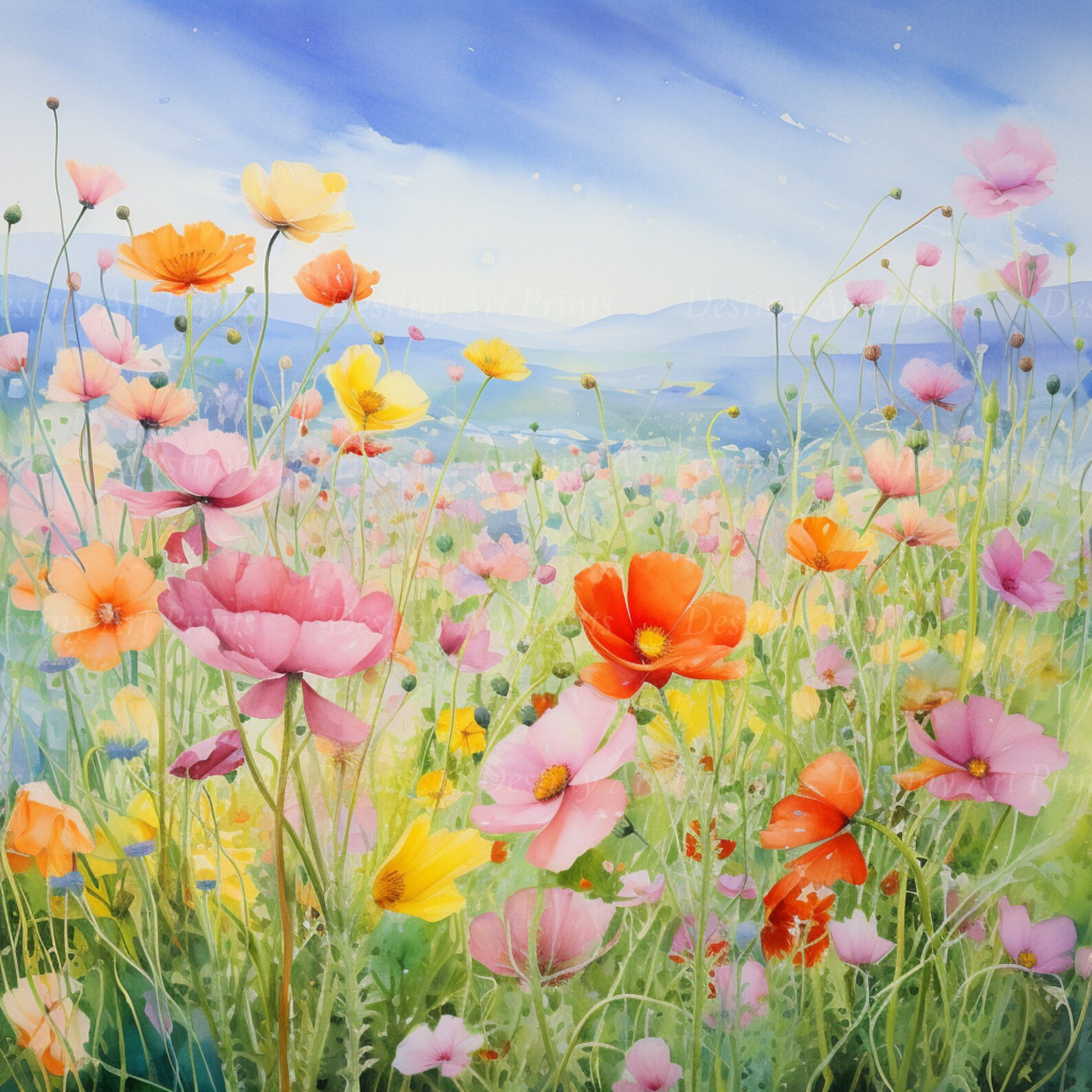 8 Summer Flowers Digital Paper | Watercolor Flower | Floral Background ...