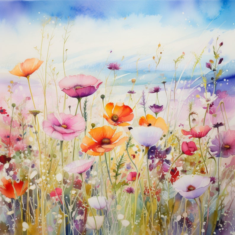 8 Abstract Wildflower Digital Paper | Watercolor Floral Digital Paper ...