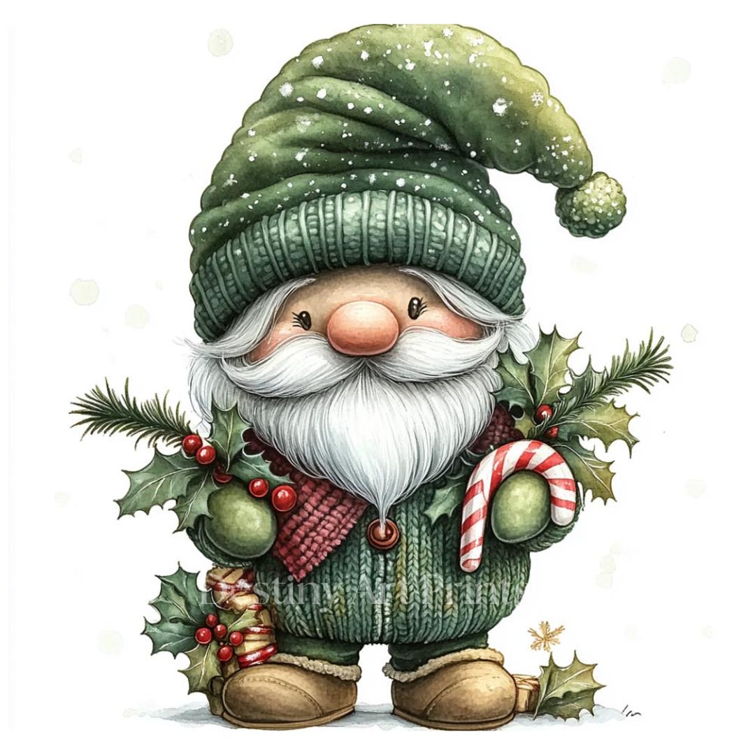 20 Christmas Gnomes Clipart Set Festive Watercolor Graphics 300 DPI ...