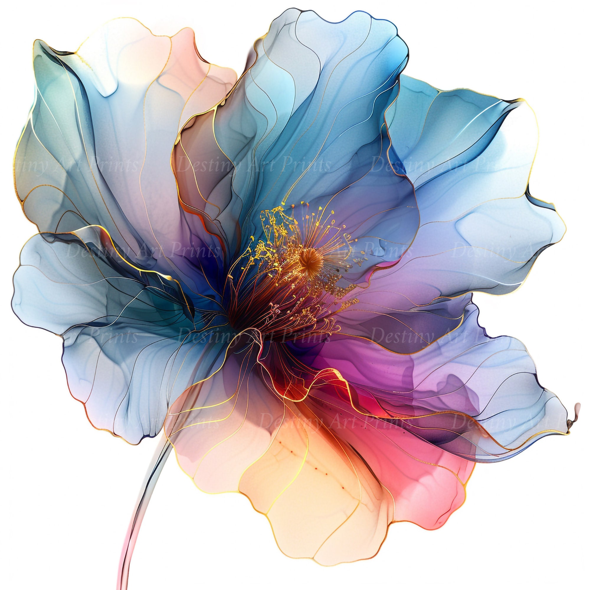 10 Abstract Flower Clipart | Abstract Flower Print | Multicolor ...