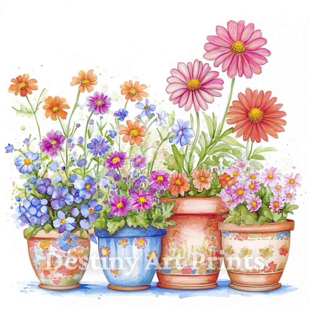 12 Cute Whimsical Flower Clipart, Row of Flowers Clipart, High Res JPG ...