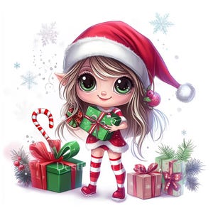 12 Candy Cane Girl Clipart High-quality 300 DPI Jpegs for Holiday Gifts ...
