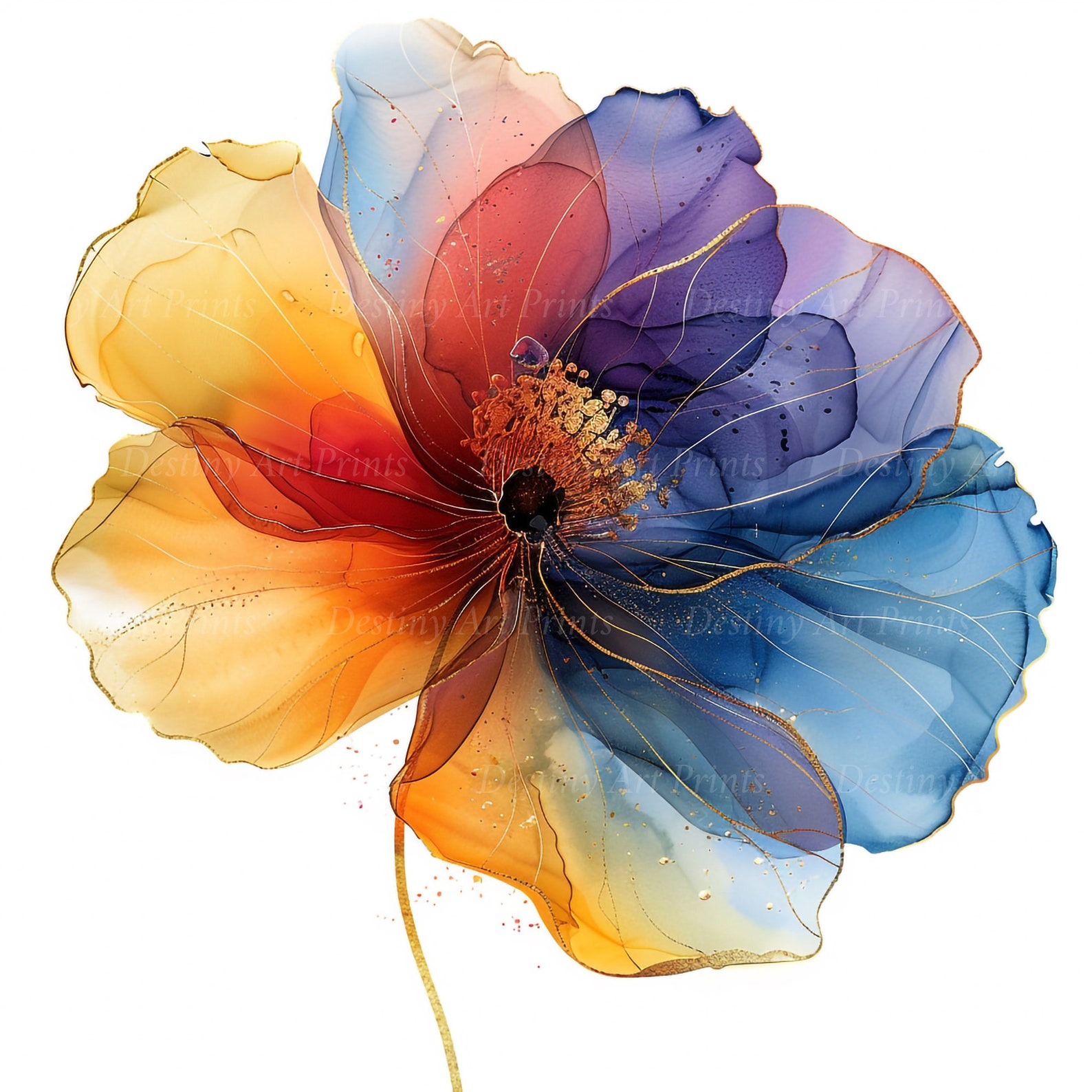 10 Abstract Flower Clipart | Abstract Flower Print | Multicolor ...