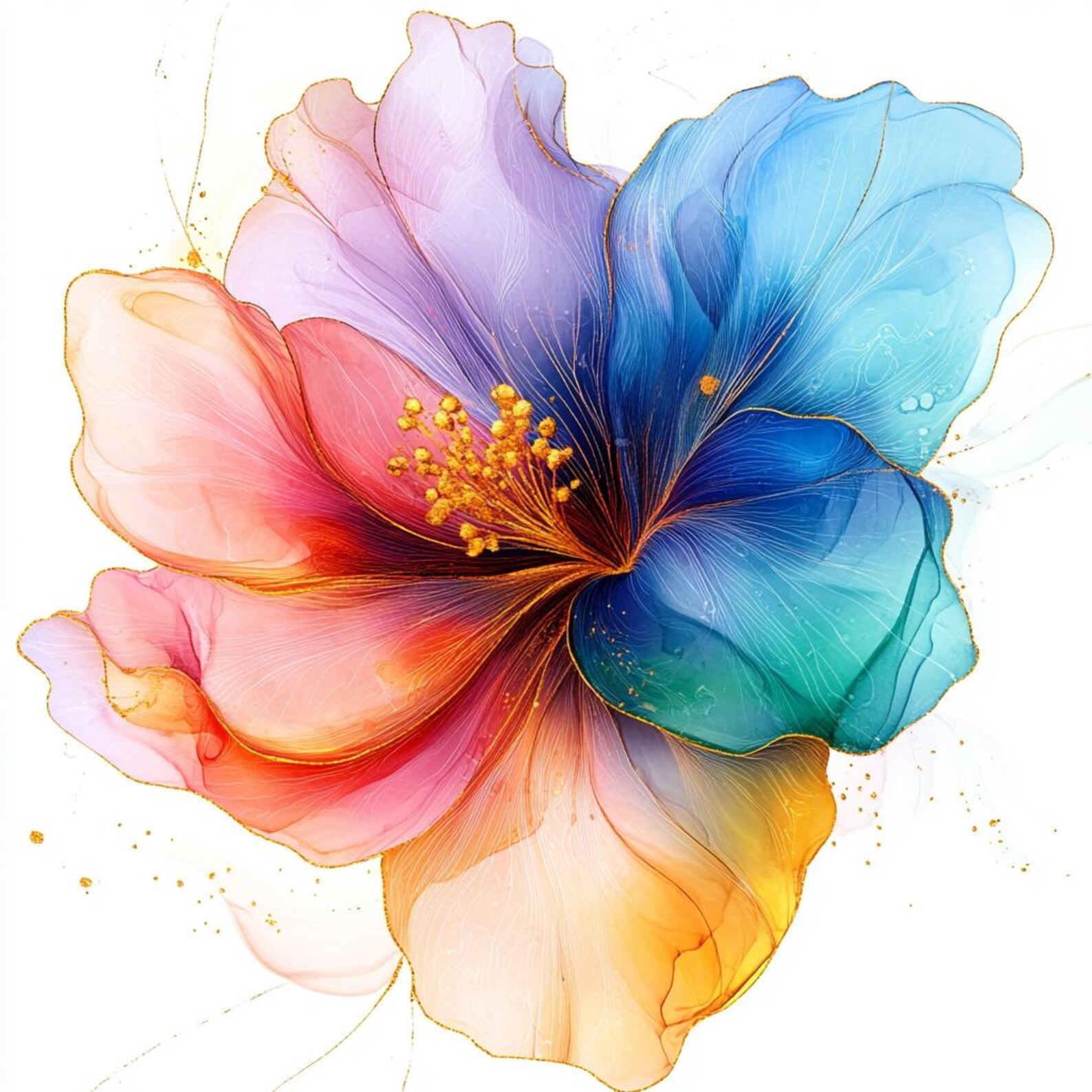 12 Vibrant Neon Flower Clipart | Abstract Flower Print | Multicolor ...