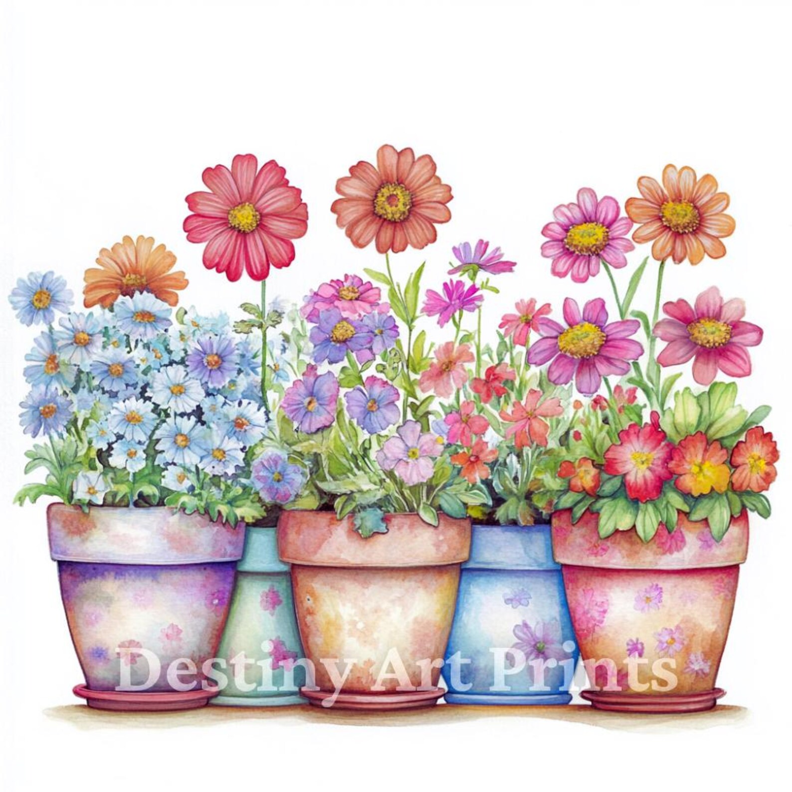 12 Cute Whimsical Flower Clipart, Row of Flowers Clipart, High Res JPG ...