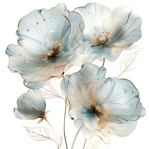 10 Abstract Flower Clipart | Abstract Flower Print | Gold Silver ...