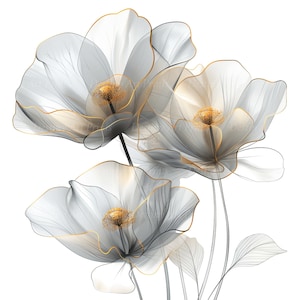 10 Abstract Flower Clipart | Abstract Flower Print | Gold Silver ...