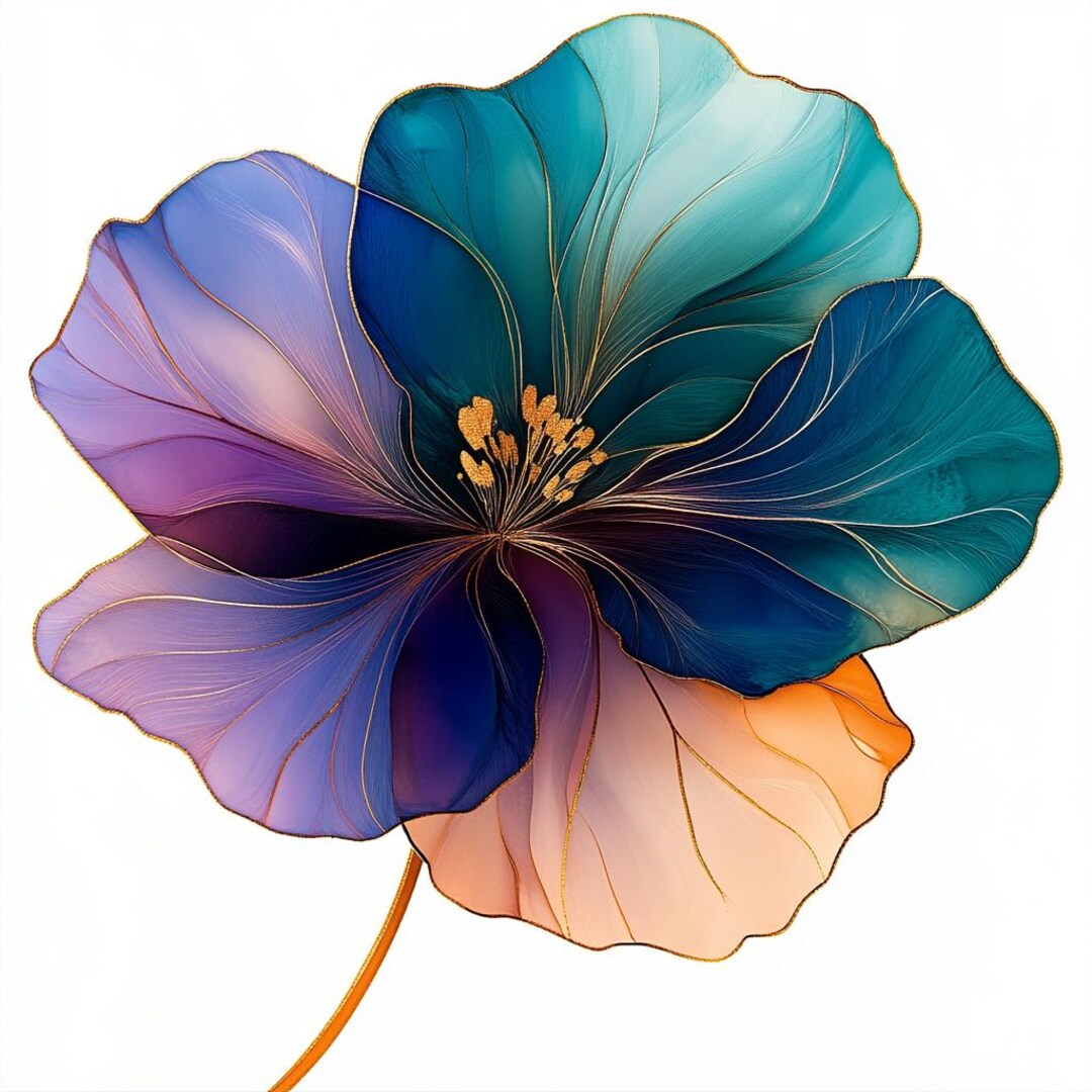 12 Abstract Rainbow Jewel Flower Clipart | Abstract Flower Print ...