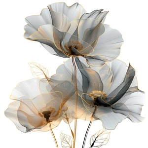 10 Abstract Flower Clipart | Abstract Flower Print | Gold Silver ...