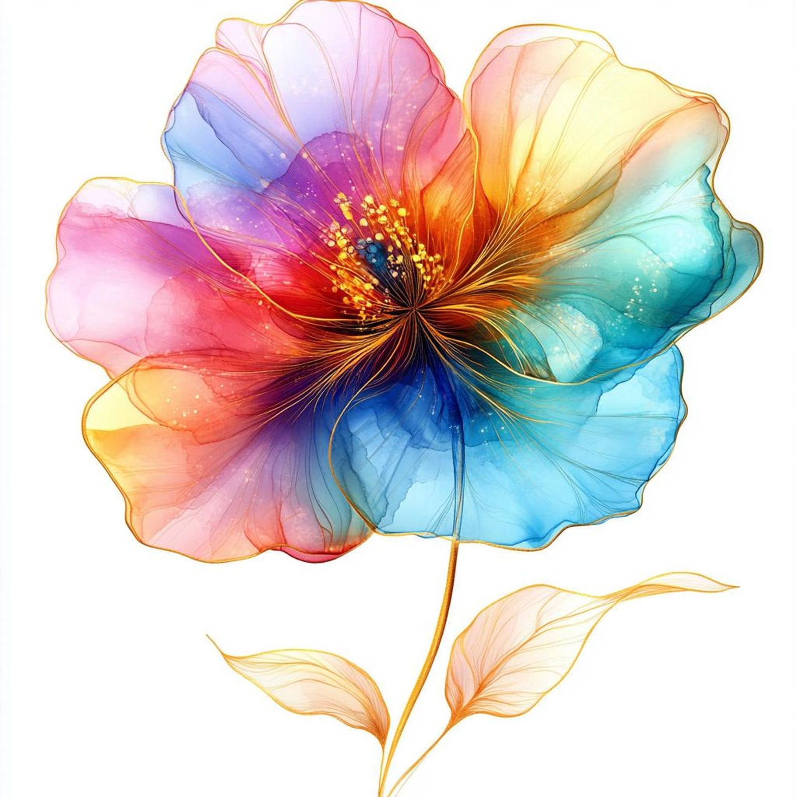 12 Vibrant Neon Flower Clipart | Abstract Flower Print | Multicolor ...