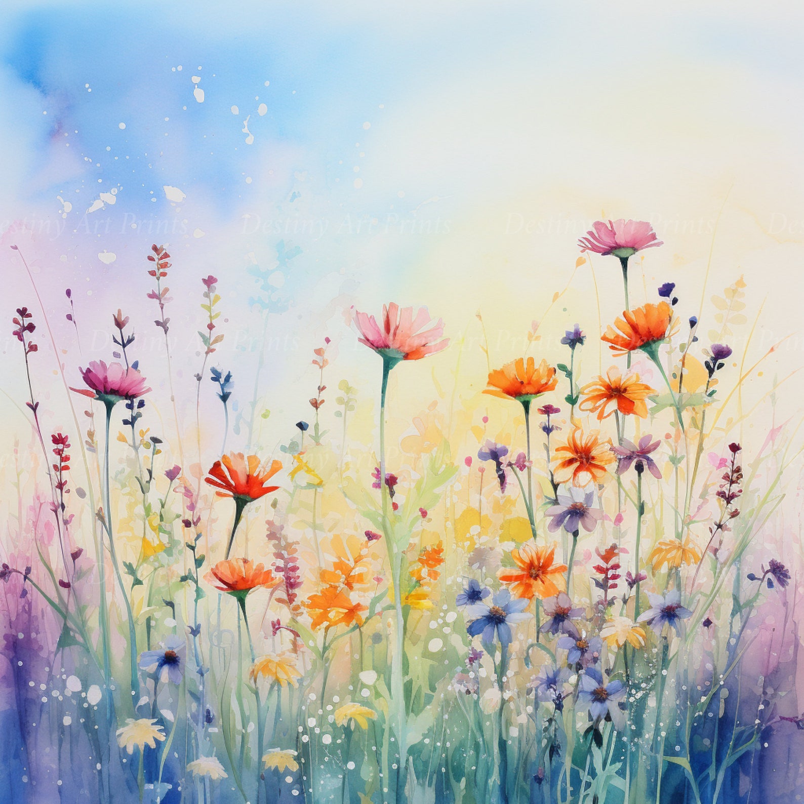 8 Abstract Wildflower Digital Paper Watercolor Floral Digital Paper ...