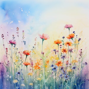 8 Abstract Wildflower Digital Paper | Watercolor Floral Digital Paper ...